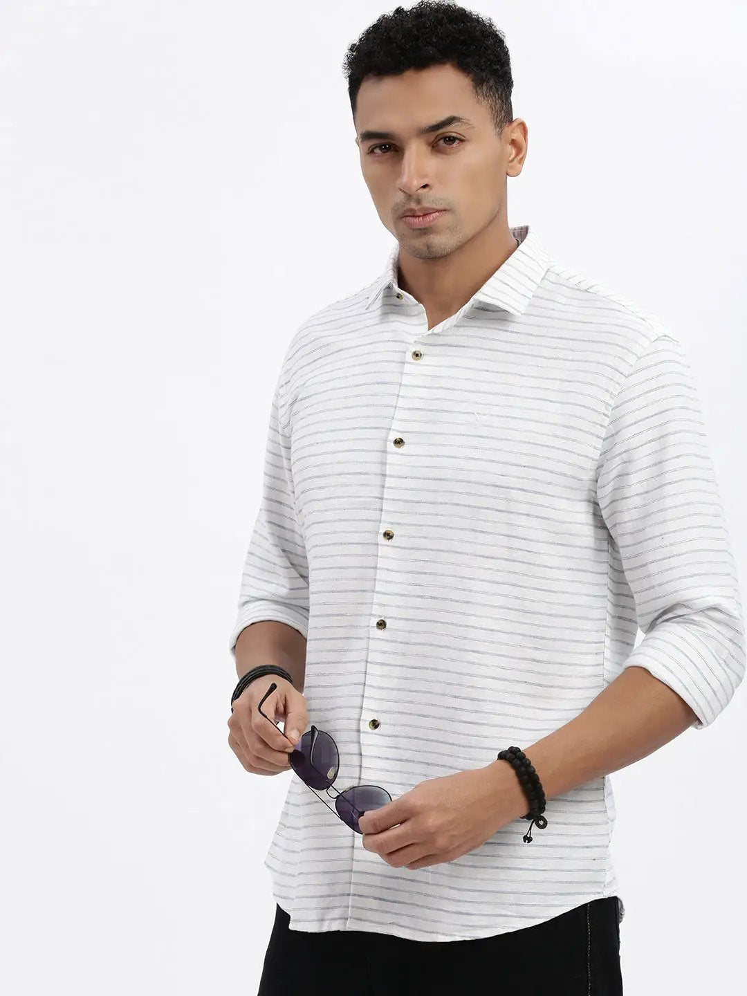 Men's White Striped Shirt | Showoffff - Shop Now!