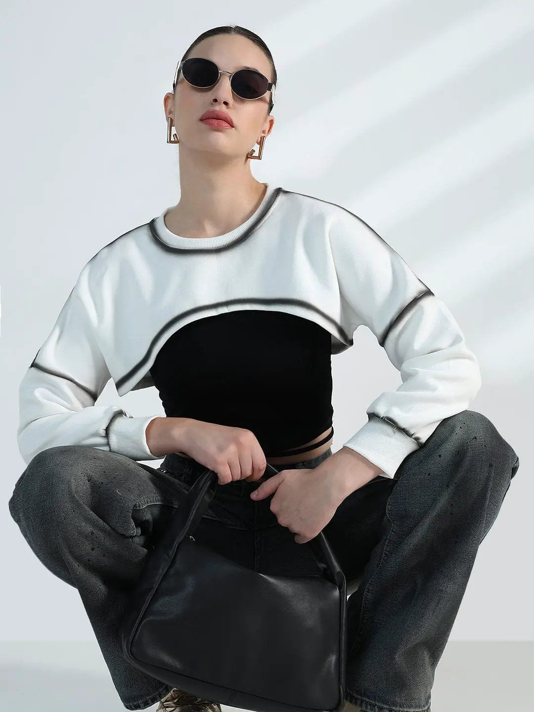 Buy White Oversized Crop Top With Inner | Showoffff