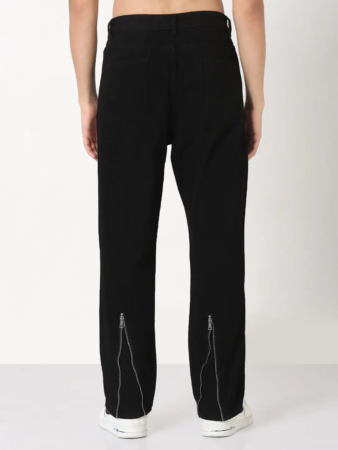 Shop Men's Black Straight Fit Jeans with Back Zip | Showoffff