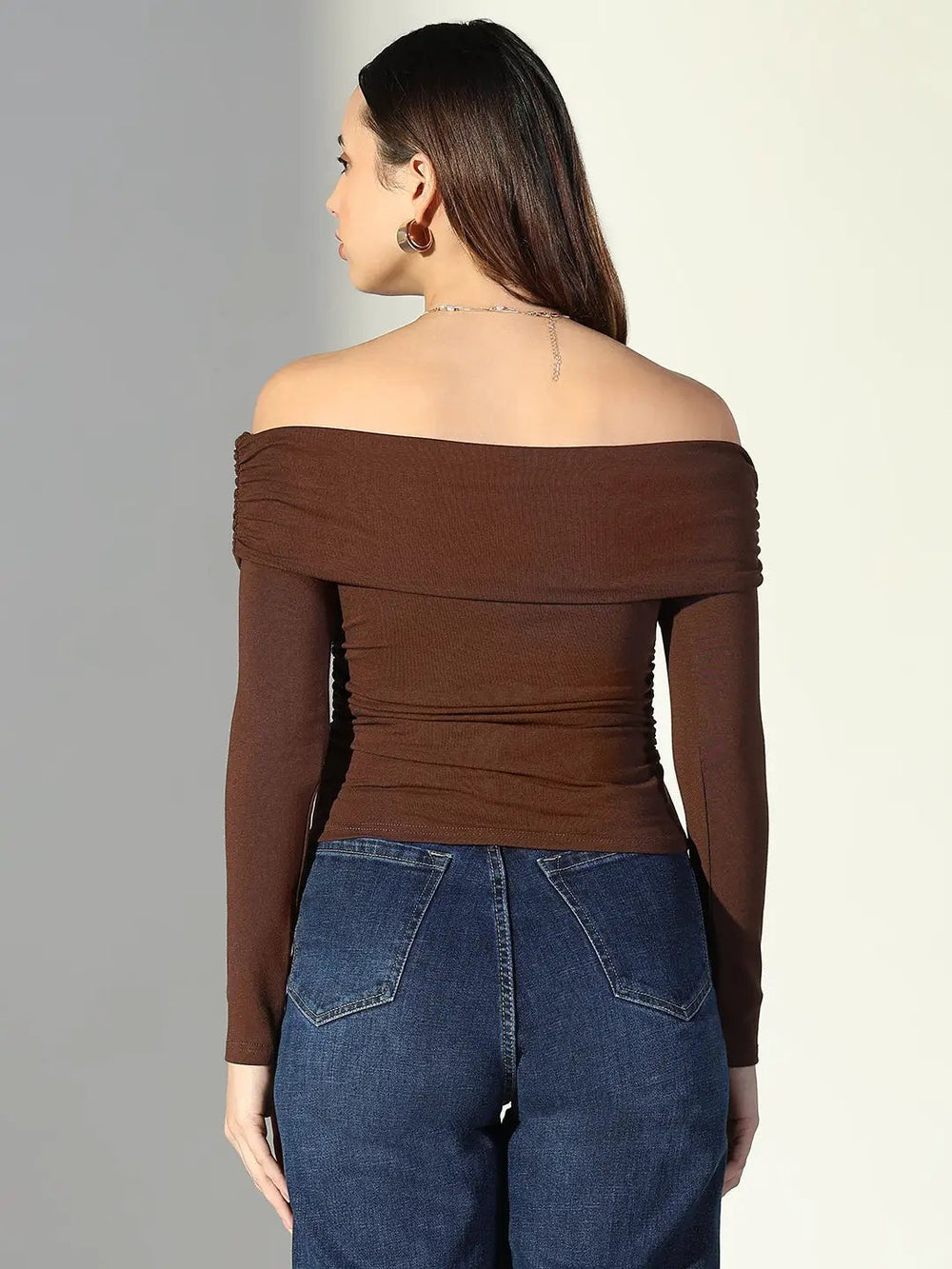 SHOWOFFFF Edition Women's Brown Solid Top
