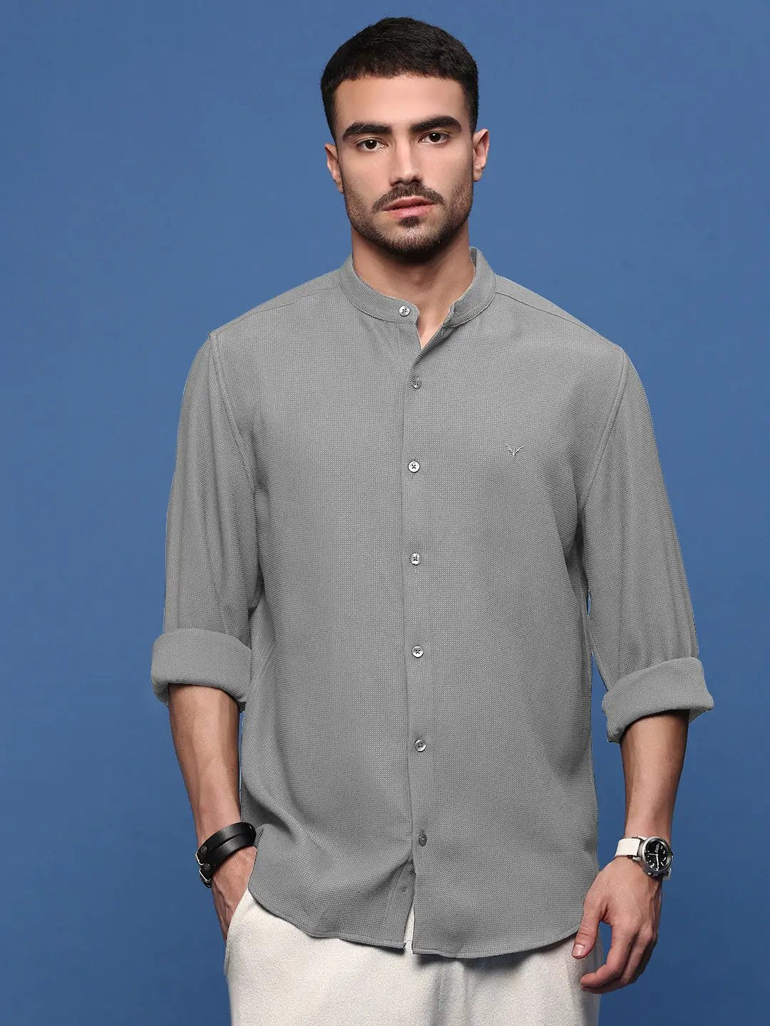 Buy Men's Grey Slim Fit Shirt | Showoffff