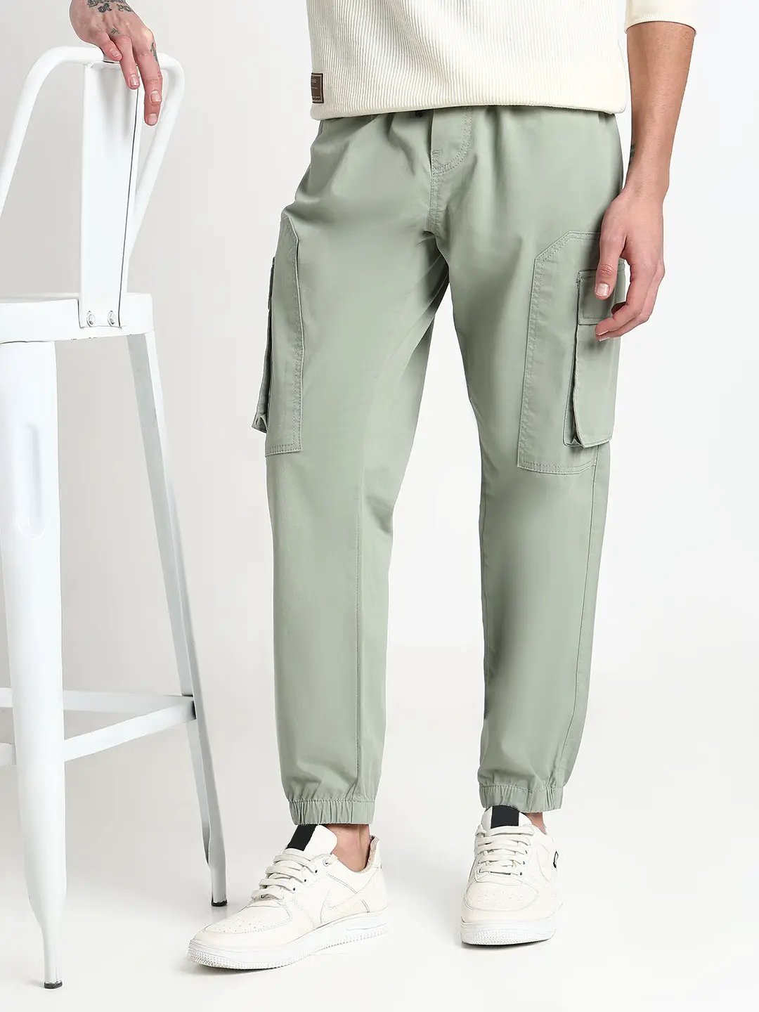 Buy Men's Green Solid Cargo Joggers | Showoffff