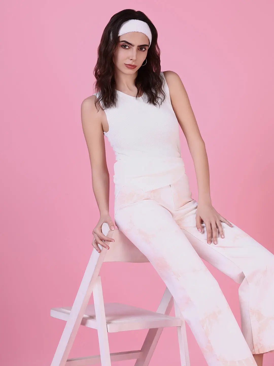 SHOWOFF Women's White Solid Top